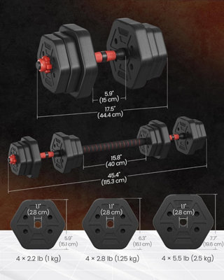 Dumbbell Sets, 10 kg, 20 kg, 30 kg Weights Each with Connecting Bar ...