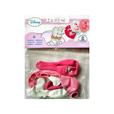 Dumbo Its A Girl Latex Balloons (Pack of 6) Pink/White (One Size)