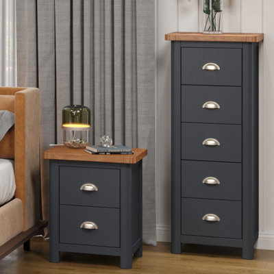 Dunkeld 5 drawer narrow chest, midnight Blue | DIY at B&Q