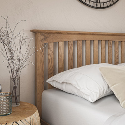 Dunkeld Solid Wooden Oak Bed Frame - Double - Low Footboard - Shaker Style