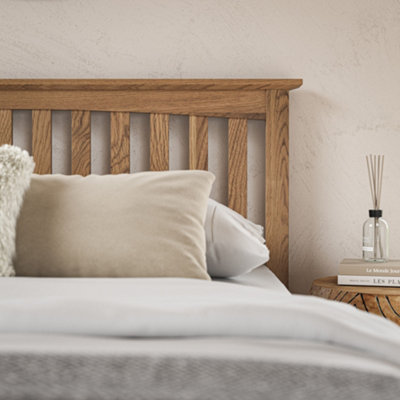 Dunkeld Solid Wooden Oak Bed Frame - Double - Low Footboard - Shaker Style