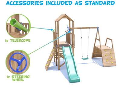 Dunster House Climbing Frame with Swing, Slide, Climbing Wall ...
