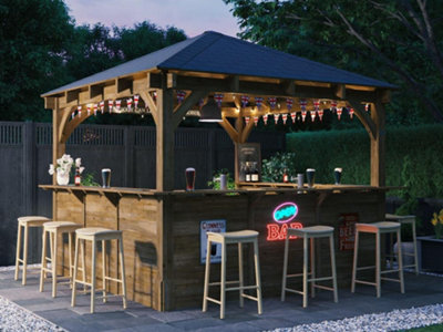 Dunster House Garden Bar 3 x 3 metres Wooden Outdoor Pub Shed Gazebo ...