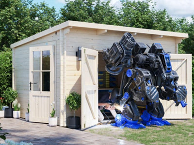 Dunster House Garden Log Cabin 4m x 3m Heavy Duty Wooden Shed Outdoor ...