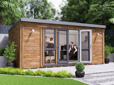 Dunster House Insulated Garden Office 5.5m x 3.5m Double Glazed Windows Titania