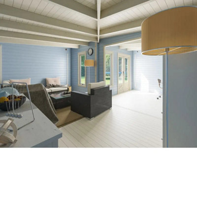 DUNSTER HOUSE L-SHAPED LOG CABIN PENT ROOF 24MM DOUBLE GLAZED WINDOWS ...