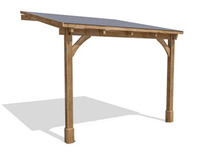 Dunster House Lean To Wooden Gazebo Canopy Kit 3m x 3m Patio Garden ...