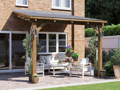 Dunster House Lean To Wooden Gazebo Canopy Kit 3m x 3m Patio Garden ...