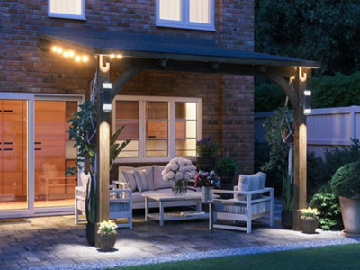 Dunster House Lean To Wooden Gazebo Canopy Kit 3m x 3m Patio Garden ...