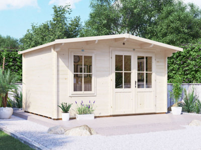 Dunster House Log Cabin 4m x 3m Rhine Roof Shingles Double Glazed ...