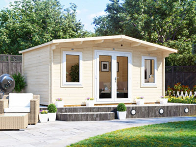 Dunster House Log Cabin 5m x 3m Double Glazed Windows 45mm Wall ...