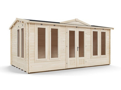 Dunster House Log Cabin 5m x 3m Summerhouse Garden Office Outdoor Room ...