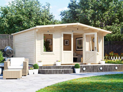 Dunster House Log Cabin 5m x 4m Double Glazed Windows 45mm Wall ...