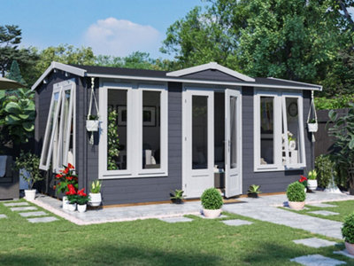 Dunster House Log Cabin 5m x 4m Summerhouse Garden Office Outdoor Room ...