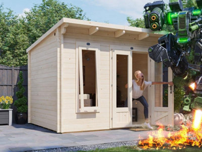 Dunster House Log Cabin Garden Office 3m x 2.5m Summerhouse Terminator ...