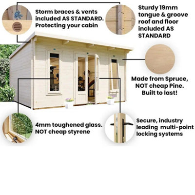 Dunster House Log Cabin Garden Office 4 x 3 Metres Summerhouse ...