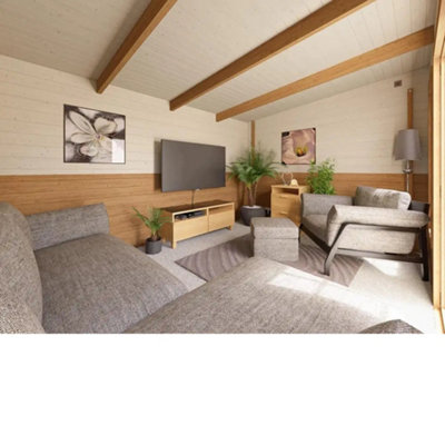 Dunster House Log Cabin Garden Office 4 x 3 Metres Summerhouse ...