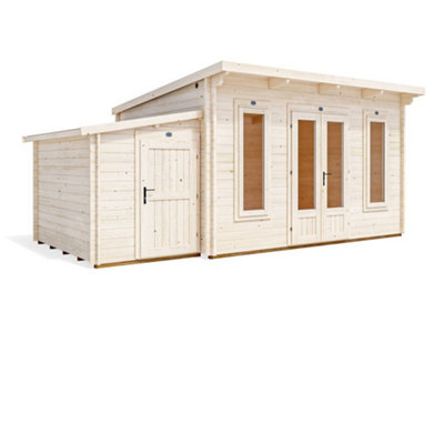 Dunster House Log Cabin Garden Office 5.5 x 3 Metres Summerhouse ...