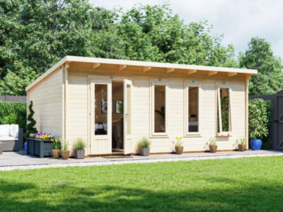 Dunster House Log Cabin Garden Office 6m x 4m Man Cave Garden Room ...