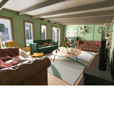 Dunster House Log Cabin Garden Office 6m x 4m Man Cave Garden Room ...