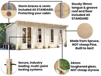 Dunster House Log Cabin Garden Office 6m x 4m Man Cave Garden Room ...