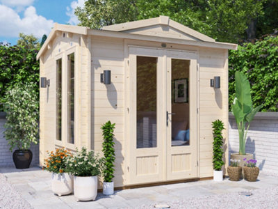 Dunster House Log Cabin Kit 2.5m x 2.5m Summerhouse Garden Office Shed ...