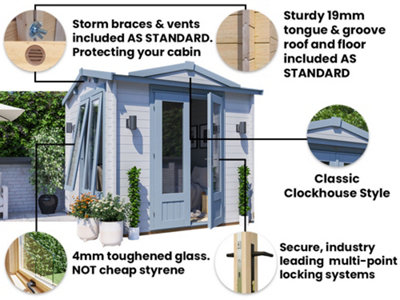 Dunster House Log Cabin Kit 2.5m x 2.5m Summerhouse Garden Office Shed ...