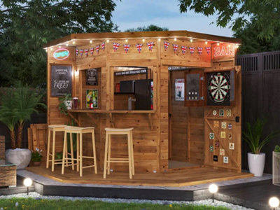 Dunster House Outdoor Bar Shed 2.4m x 2.4m Pressure Treated The Corner ...