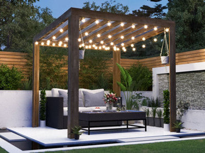 Dunster House Pergola with Roof 2.5m x 2.5m Pressure Treated Wooden ...