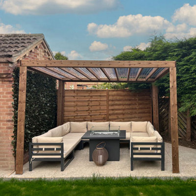 Dunster House Pergola with Roof 3.5m x 2.5m Pressure Treated Wooden ...