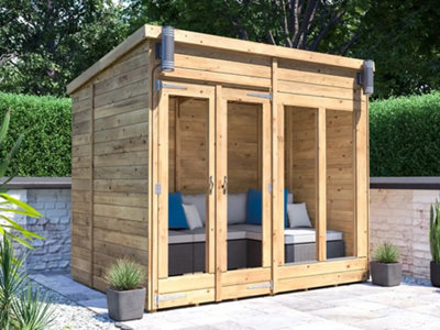 Dunster House Summerhouse 2.4m x 1.8m (8' x 6') Pent Roof, Fully ...