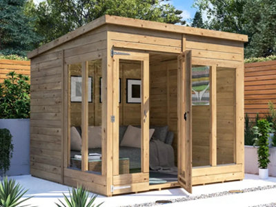 Dunster House Summerhouse 2.4m x 2.4m (8' x 8') Pent Roof, Fully ...