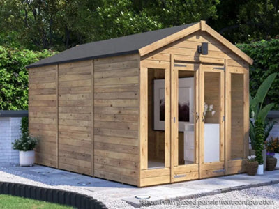 Dunster House Summerhouse 2.4m x 3.6m (8' x 12') Apex Roof, Fully ...