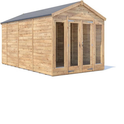 Dunster House Summerhouse 2.4m x 4m (8' x 14') Apex Roof Fully Pressure ...