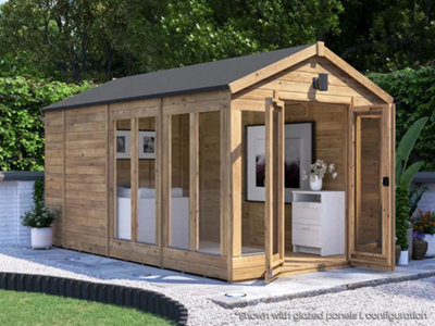 Dunster House Summerhouse 2.4m x 4m (8' x 14') Apex Roof Fully Pressure ...