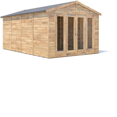 Dunster House Summerhouse 3m x 4.8m (10' x 16') Apex Roof Fully ...