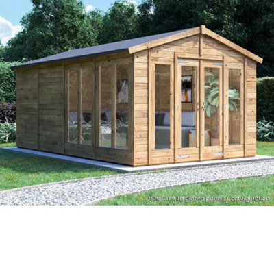 Dunster House Summerhouse 3m x 4.8m (10' x 16') Apex Roof Fully ...