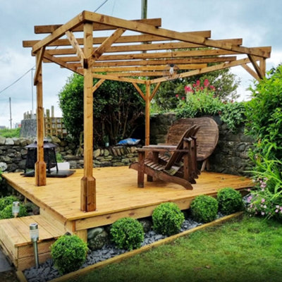 Dunster House Wooden Corner Pergola Kit 3m x 3m Utopia Diamond