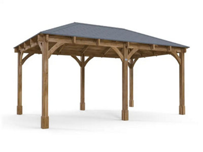 Dunster House - Wooden Garden Gazebo 5m x 3m Heavy Duty With Roof ...