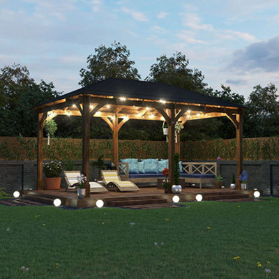 Dunster House - Wooden Garden Gazebo 5m x 3m Heavy Duty With Roof ...
