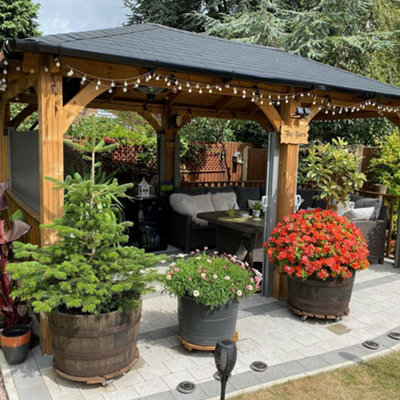 Dunster House - Wooden Garden Gazebo 5m x 3m Heavy Duty With Roof ...