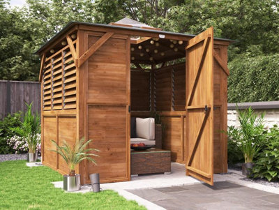 Dunster House Wooden Gazebo with Sides Erin 2.5m x 2.5m Enclosed Louvre ...