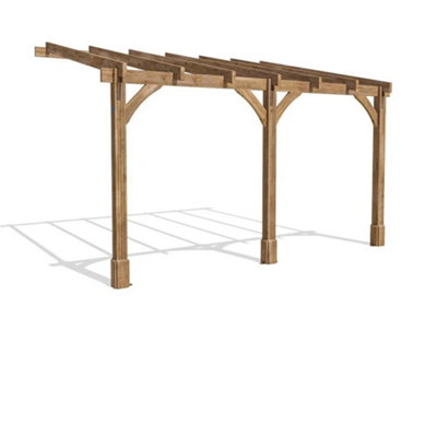 Dunster House Wooden Lean To Pergola Kit 4m x 3m Wall Mounted Garden ...