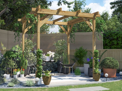 Dunster House Wooden Pergola Garden Plants Frame Utopia 2m x 2m (6' 6 ...