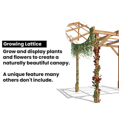 Dunster House Wooden Pergola Garden Plants Frame Utopia 2m x 2m (6' 6 ...