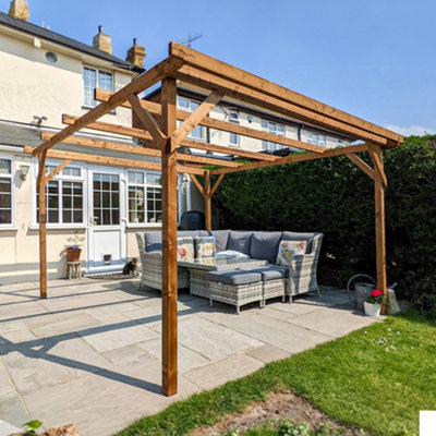Dunster House Wooden Pergola Garden Plants Frame Utopia 3m x 3m (10' x 10')