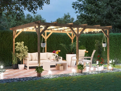 Dunster House Wooden Pergola Garden Plants Frame Utopia 4m x 3m (13' x 10')