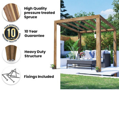 Dunster House Wooden Pergola Kit 2.5m x 2.5m Garden Plant Frame Patio ...