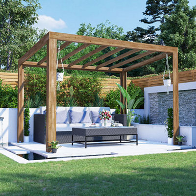 Dunster House Wooden Pergola Kit 3.5m x 2.5m Garden Plant Frame Patio ...
