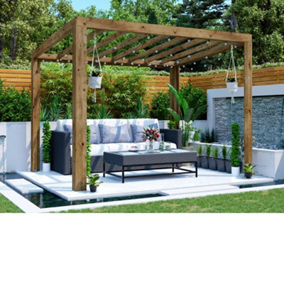 Dunster House Wooden Pergola Kit 3m x 2.5m Garden Plant Frame Patio ...